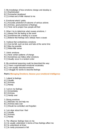 Emotional Intelligence (EI) Free Validated Self Test | PDF