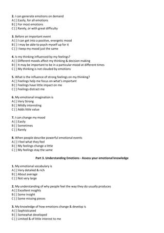 Emotional intelligence EI Self Test assessment - free insights for ...