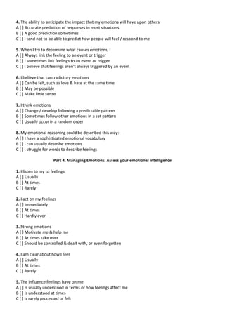 Emotional intelligence EI Self Test assessment - free insights for ...