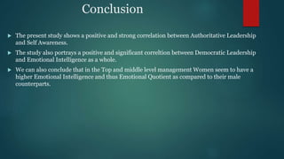 A study of Emotional intelligence and Leadership | PPTX