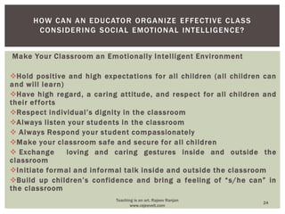 Emotional intelligence importance benefits and application in classroom ...
