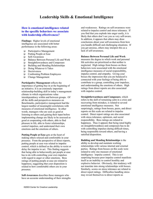 Emotional intelligence & leadership | PDF