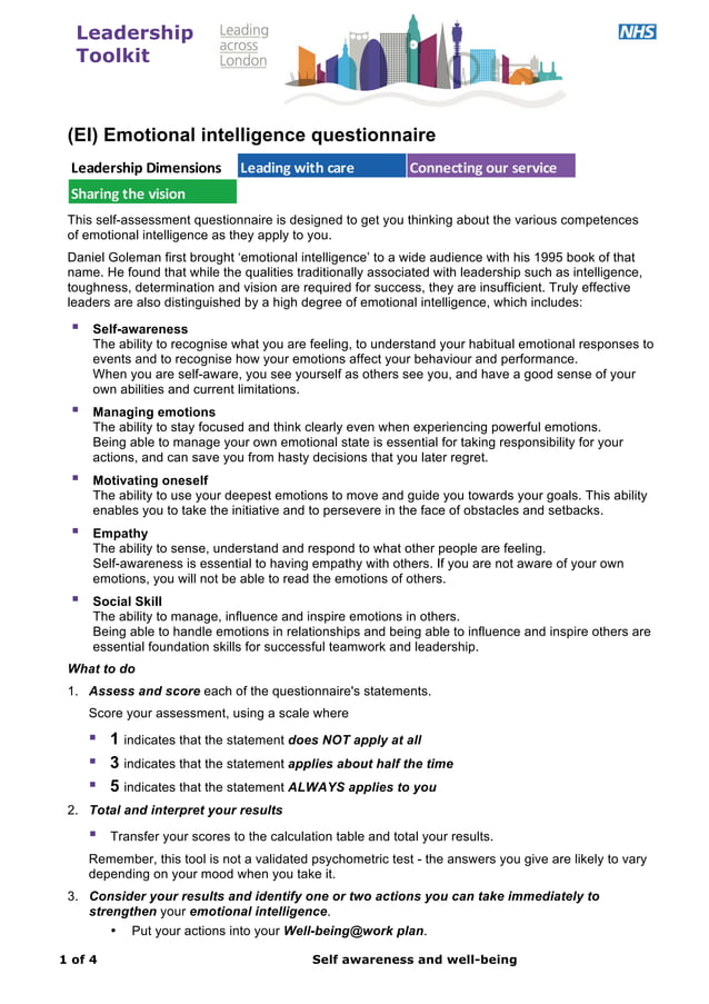 Emotional_intelligence_questionnaire.pdf | Mental Health | Diseases and ...