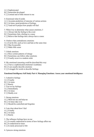 Emotional Intelligence - Self Test | DOC