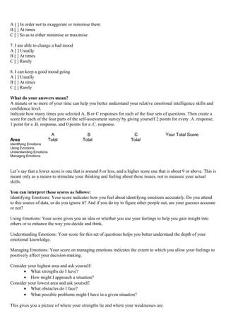 Emotional Intelligence - Self Test | DOC