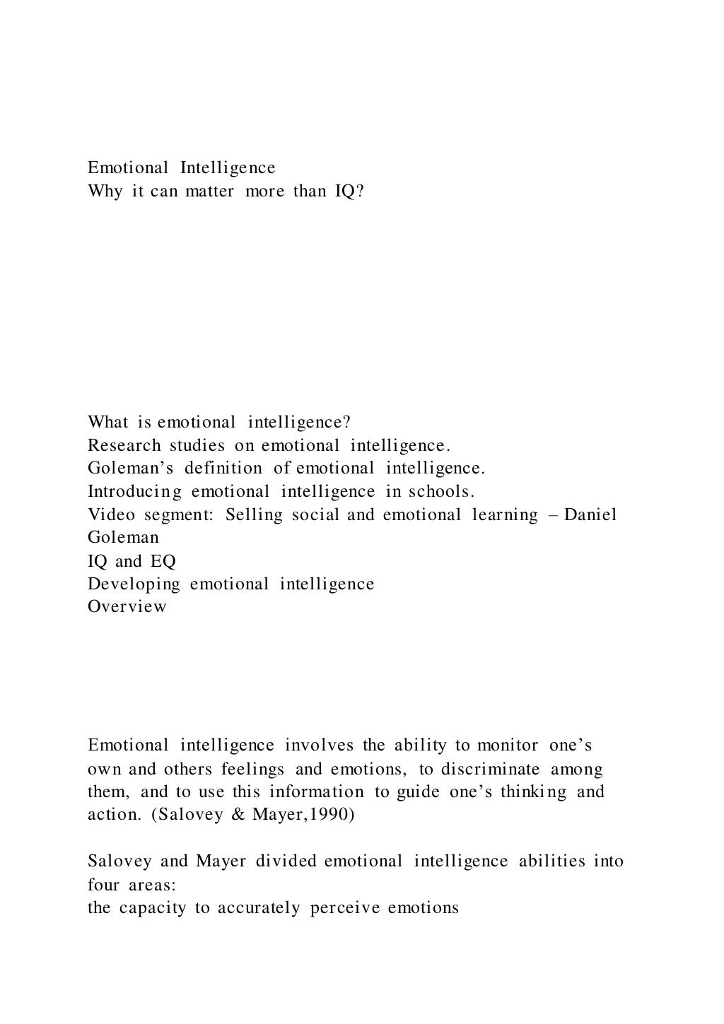 Emotional IntelligenceWhy it can matter more than IQ | DOCX