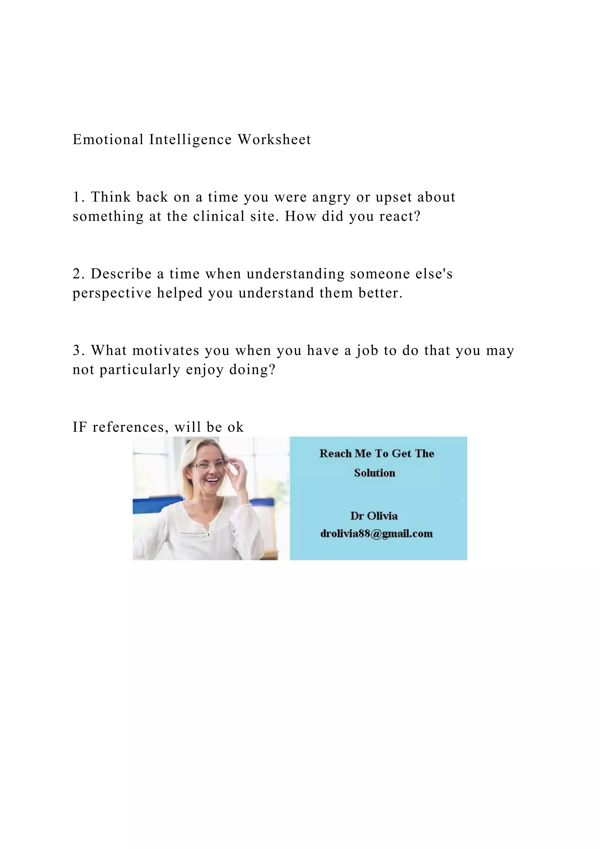 Emotional Intelligence Worksheet1. Think back on a time yo.docx ...