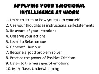 Emotional intelligence @ work place- by Shritheja K | PPTX