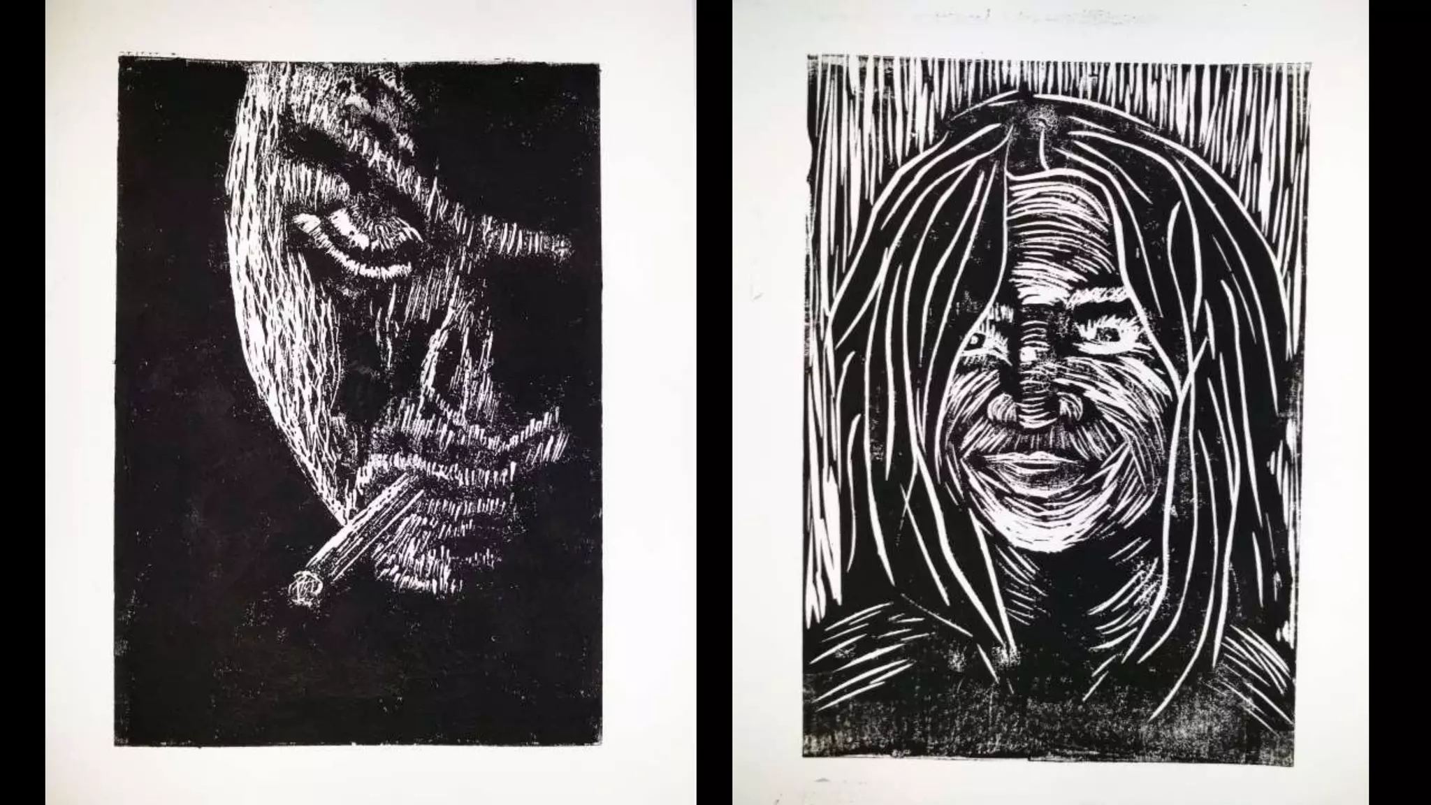Emotional linocut portrait | PPTX