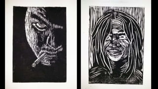 Emotional linocut portrait | PPTX