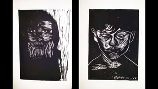 Emotional linocut portrait | PPTX
