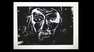 Emotional linocut portrait | PPTX
