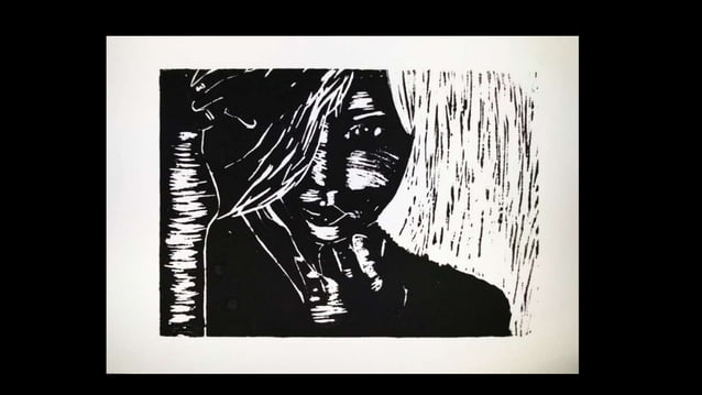 Emotional linocut portrait | PPTX