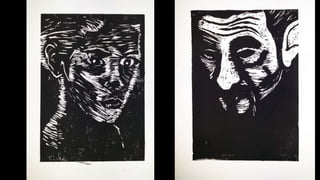 Emotional linocut portrait | PPTX