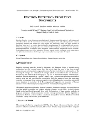 Emotion detection from text documents | PDF