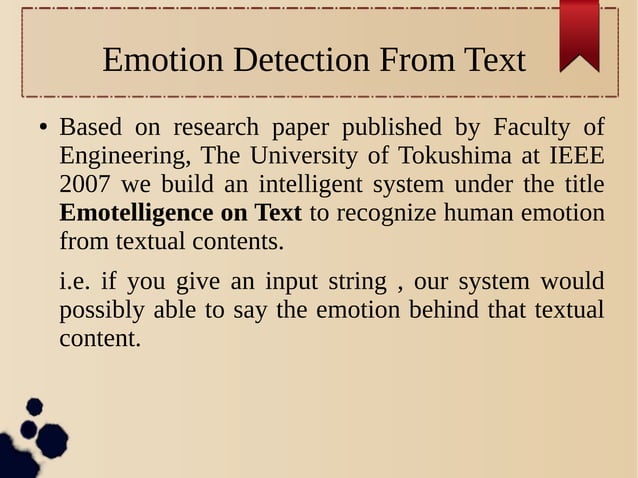 Emotion detection from text using data mining and text mining | PPT