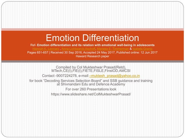 Emotion differentiation | PPT