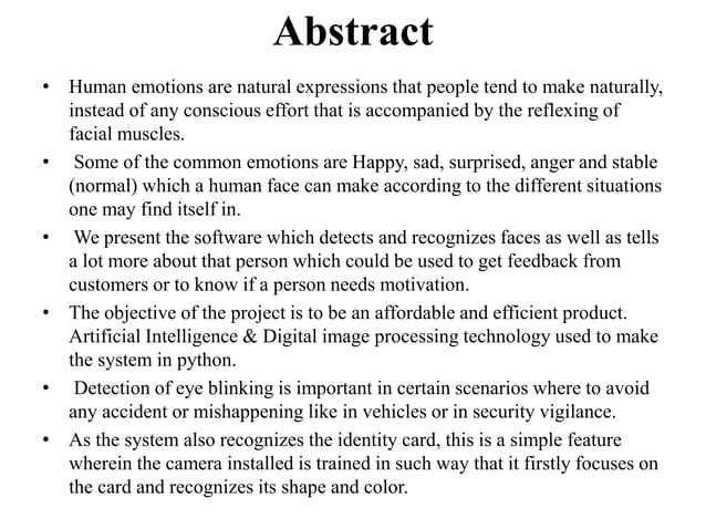 Emotion recognition and drowsiness detection using python.ppt | Artificial Intelligence ...