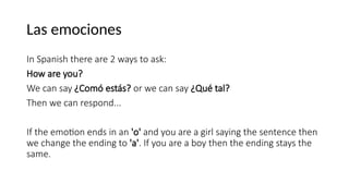 las emeociones en espanol lesson & power point | PPT