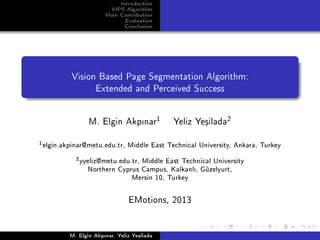 Vision Based Page Segmentation Algorithm: Extended and Perceived Success | PPT