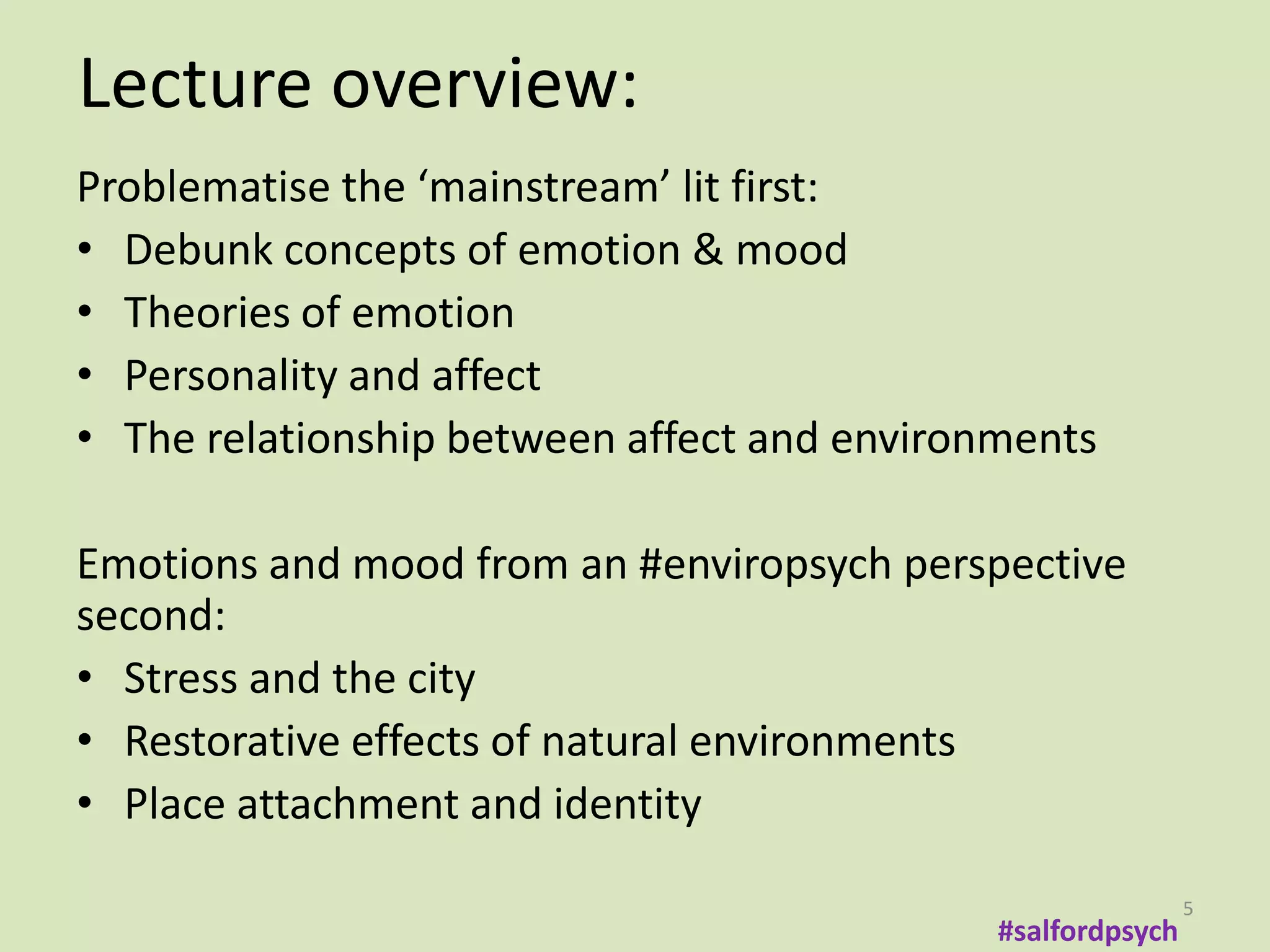 Emotions and mood an environmental psychology perspective | PPTX