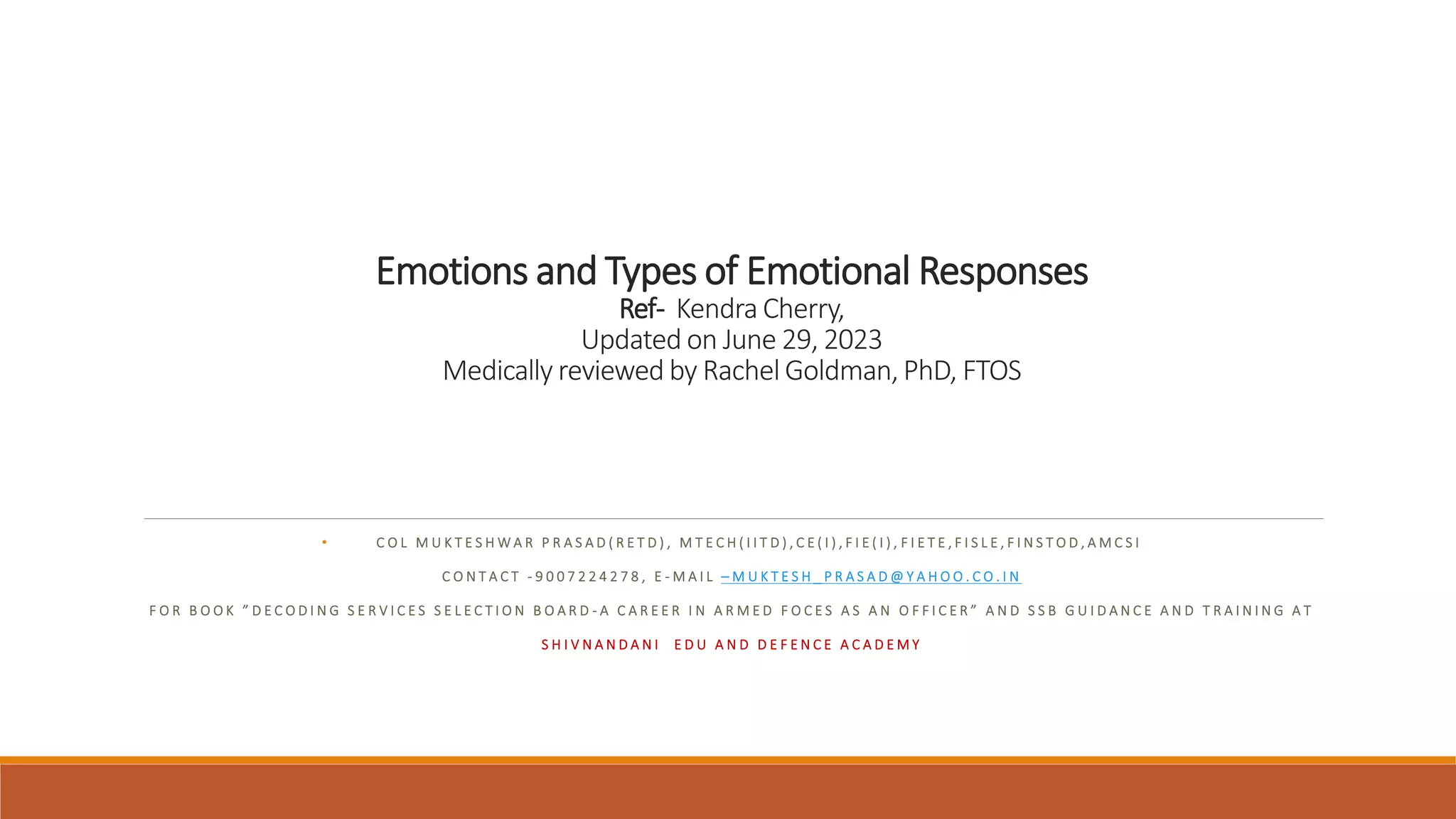 Emotions And Types Of Emotional Responsespptx 