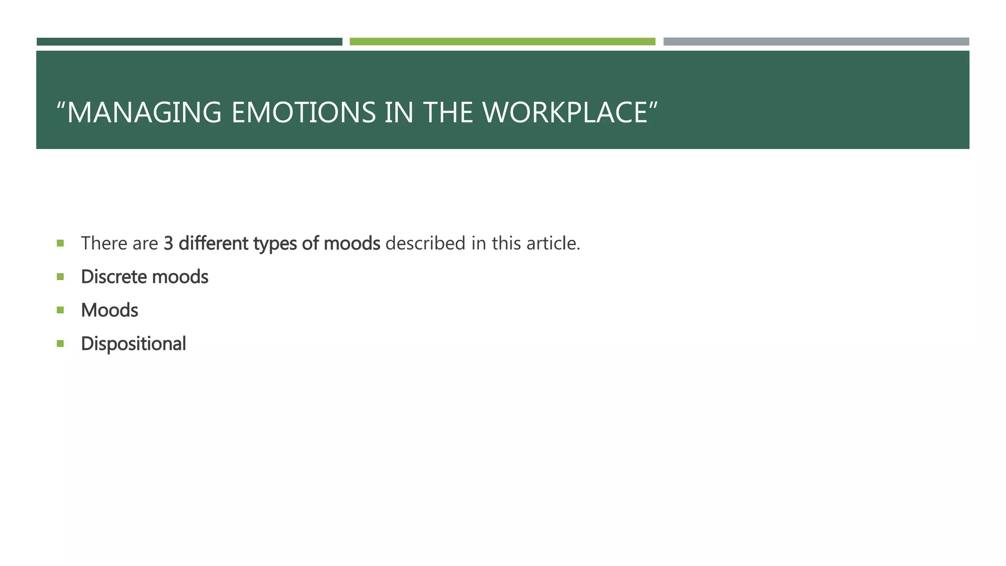 Emotions in the workplace ppt | PPTX
