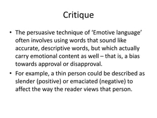 Emotive language analysis | PPTX
