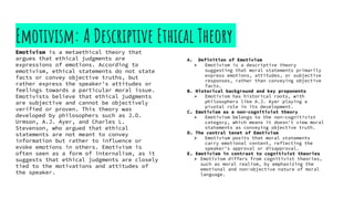 Emotivism Unveiled: Descriptive Ethics Dive | PPTX