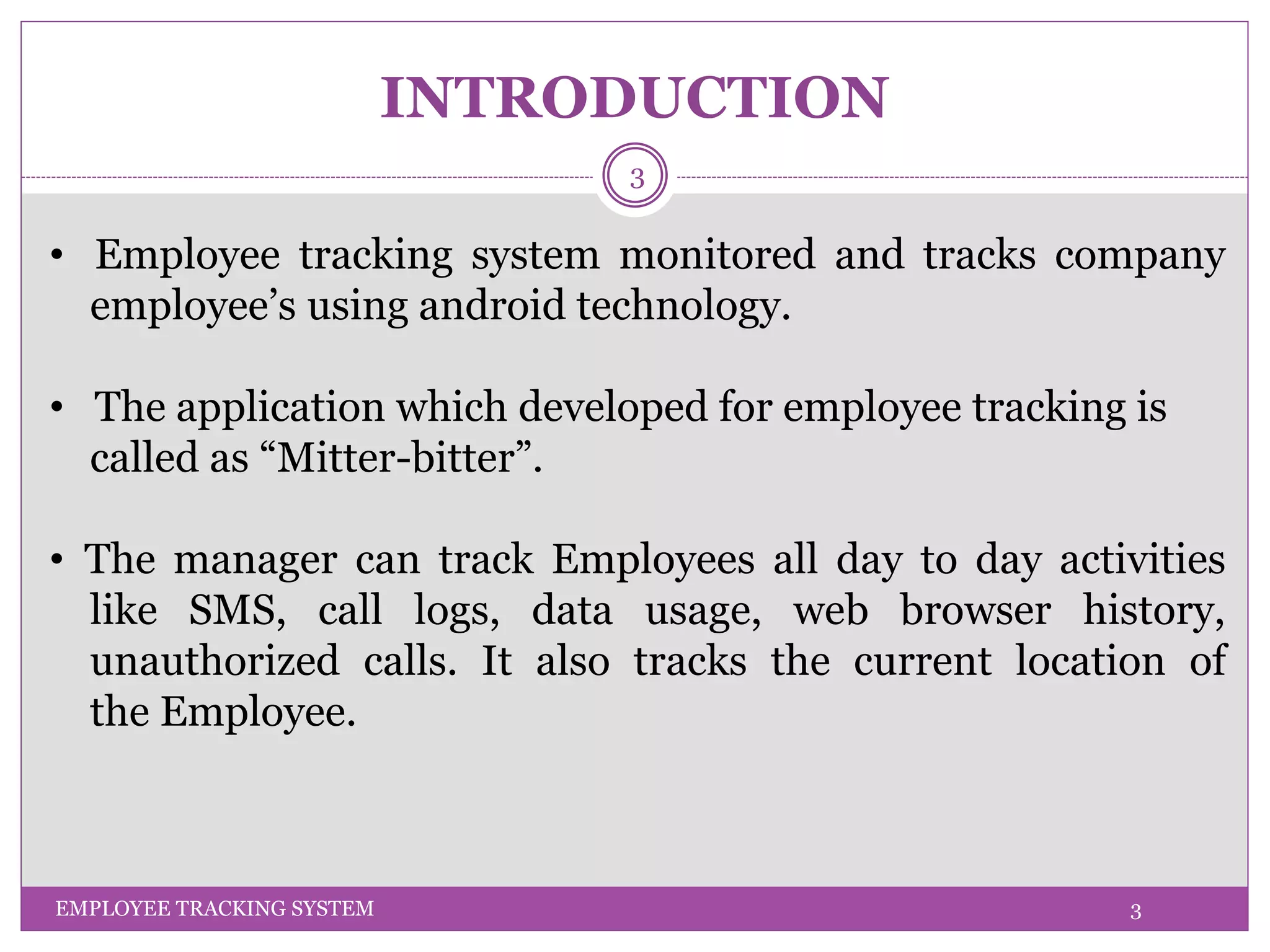 Employee Tracking System | PPTX