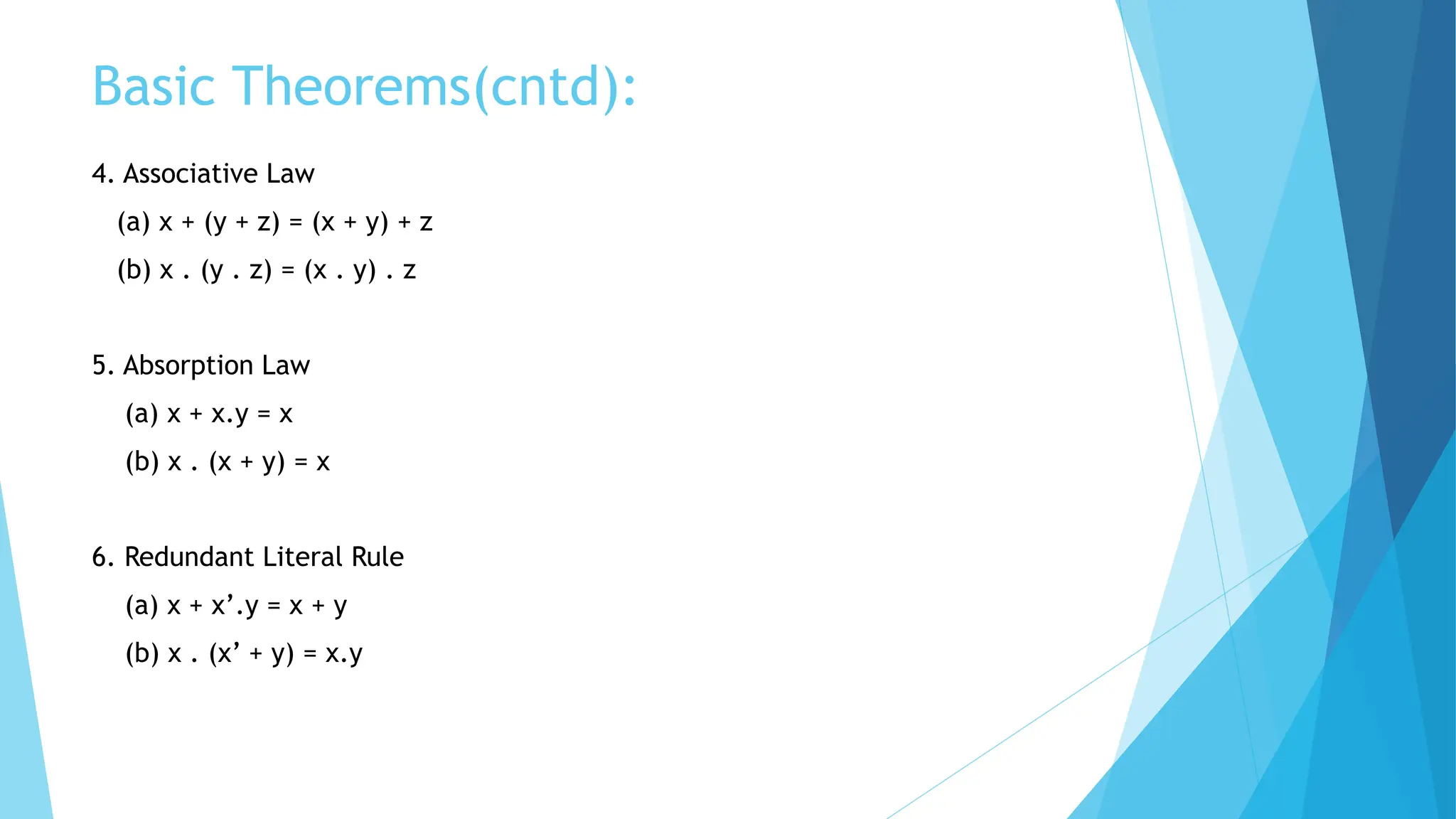 Boolean Algebra Logic And De Morgan Theorem Pptx Physics Science