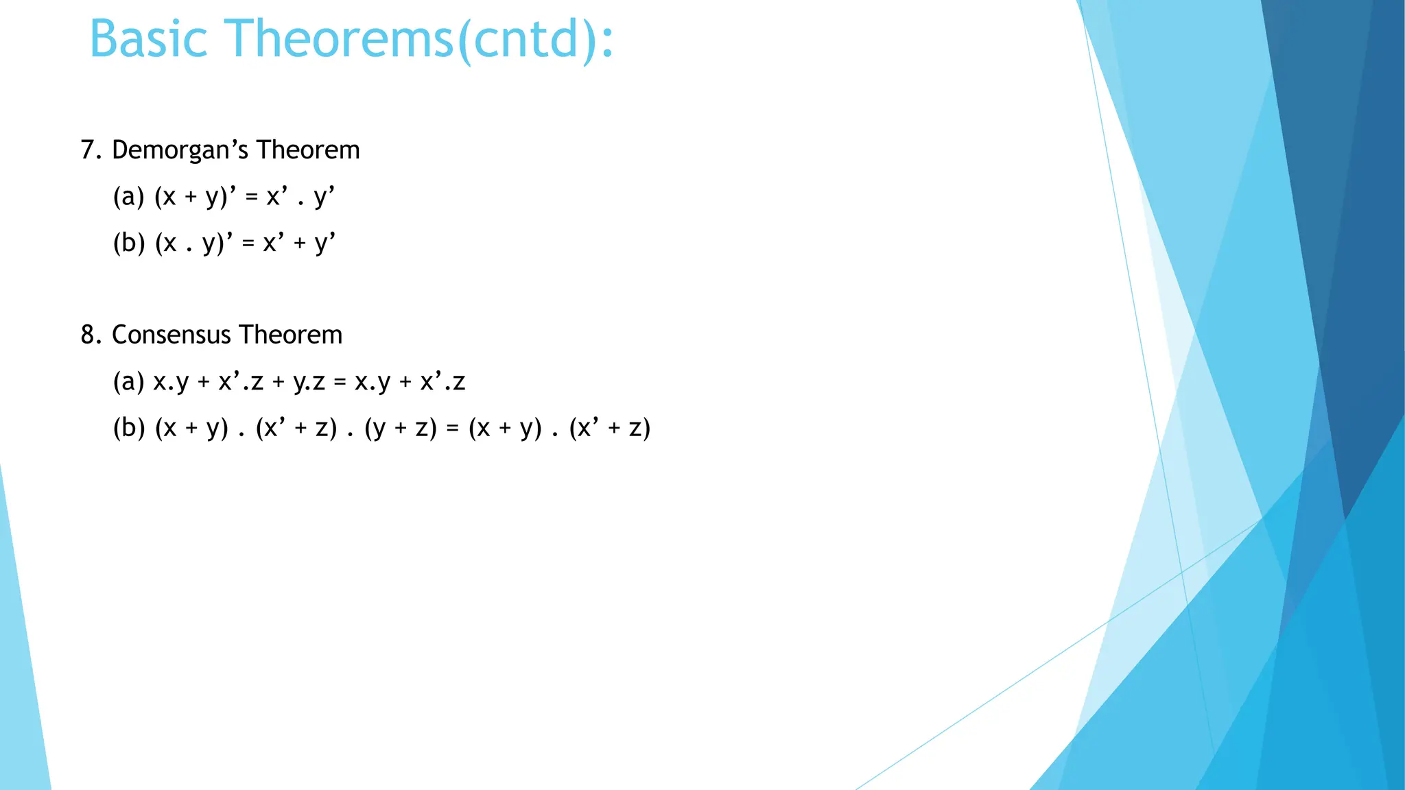 Boolean Algebra Logic And De Morgan Theorem Pptx Physics Science