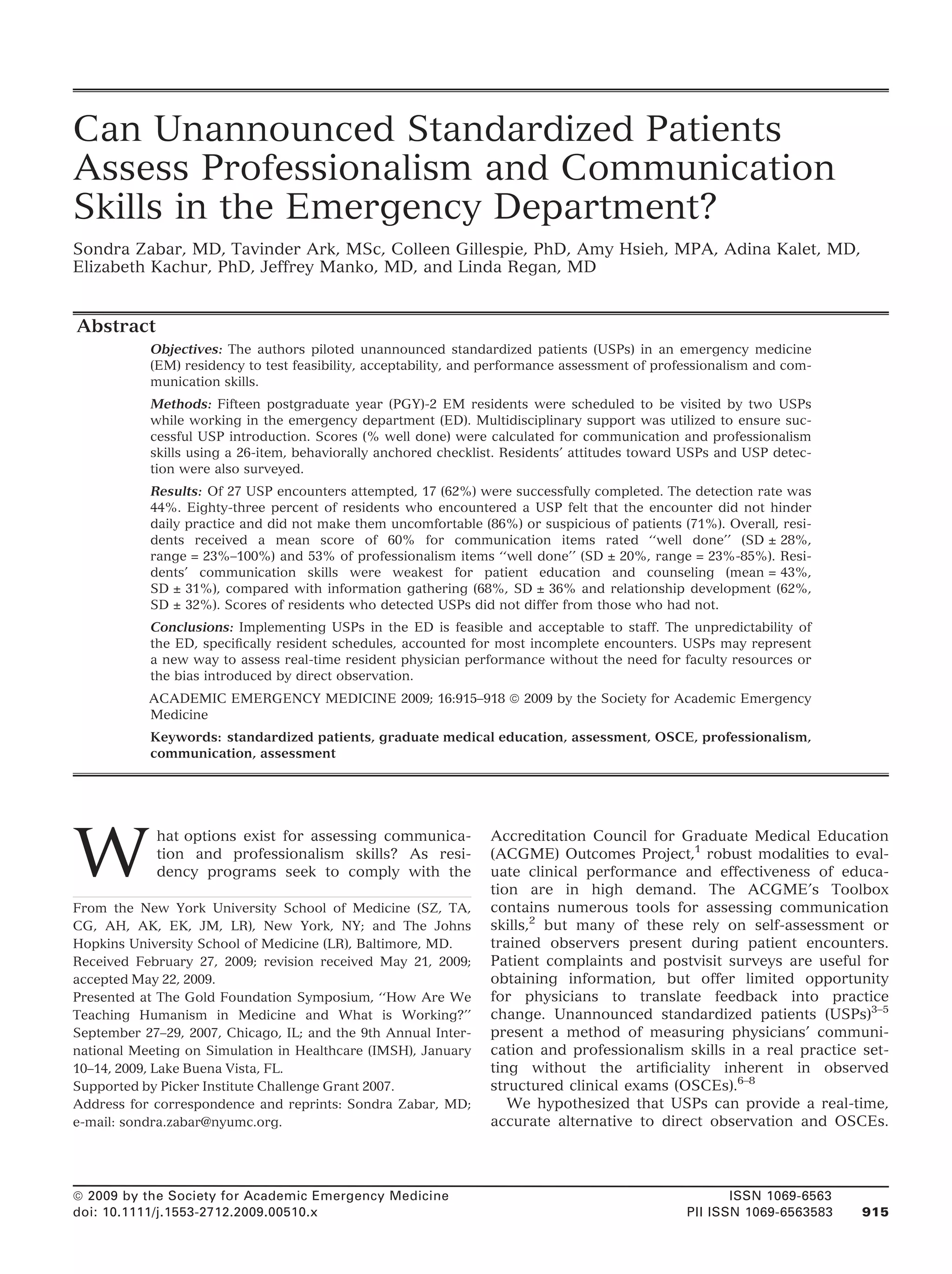 EMPACT: Emergency Medicine Professionalism and Communication Training | PDF