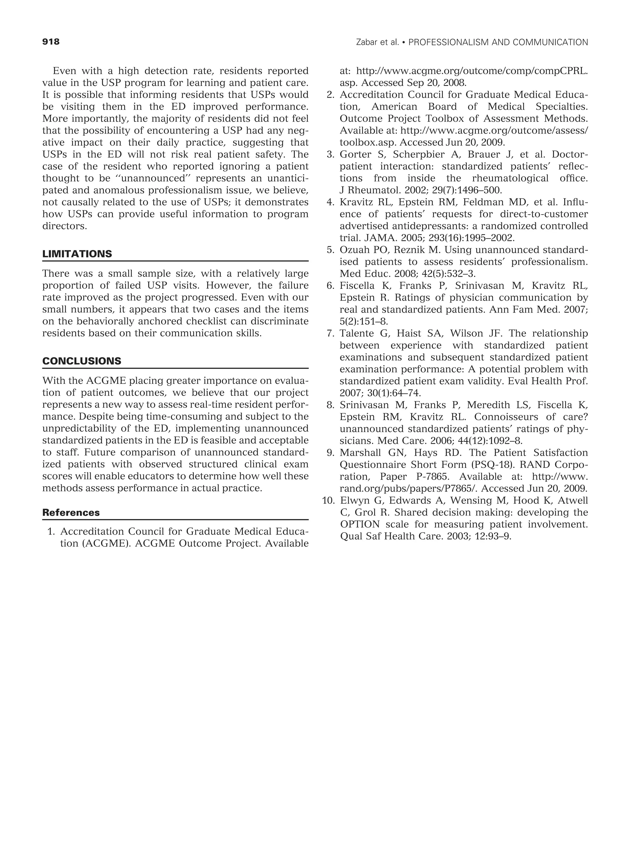 EMPACT: Emergency Medicine Professionalism and Communication Training | PDF