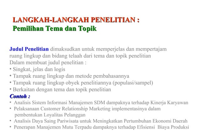 Bagian tentang menentukan judul penelitian | PPT