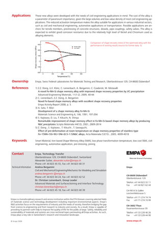 Empa technology offer iron based shape memory alloys | PDF