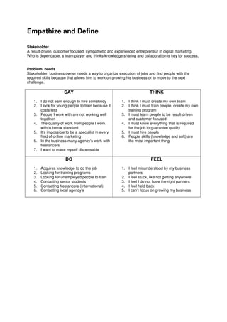 Empathy and problem statement | PDF
