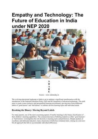 Empathy and Technology: The Future of Education in India under NEP 2020 | PDF