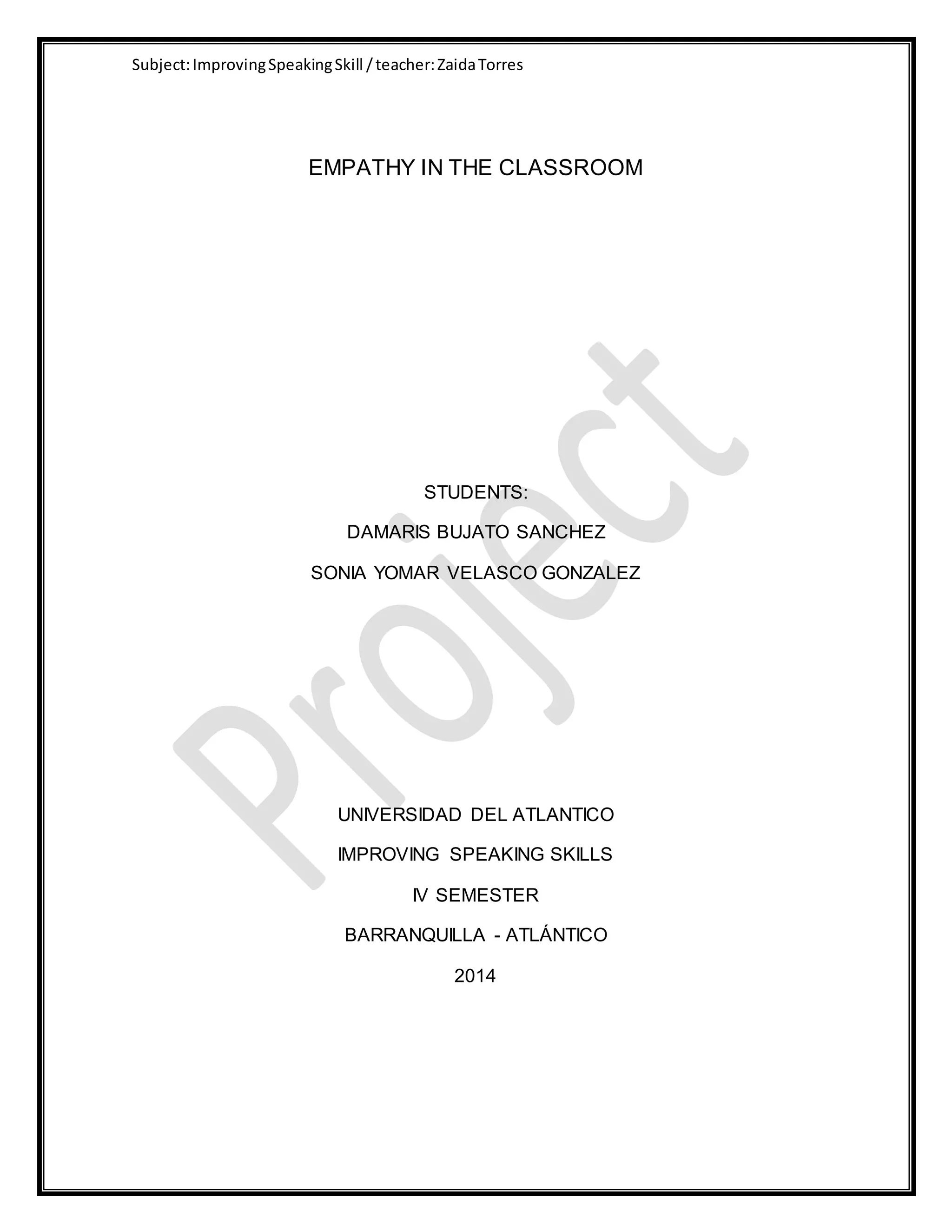 Empathy in the classroom. | DOCX | Secondary Education | Education