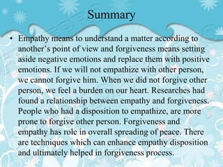 Empathy in the process of forgiveness | PPTX
