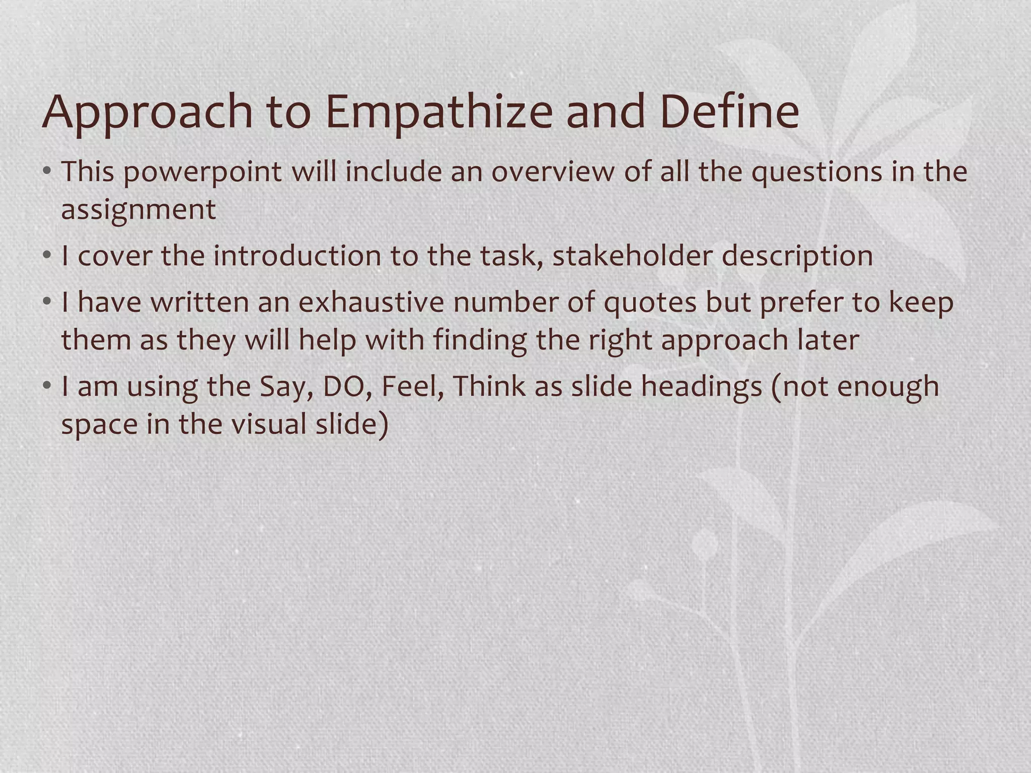 Empathize and define (design thinking exercise) | PPT