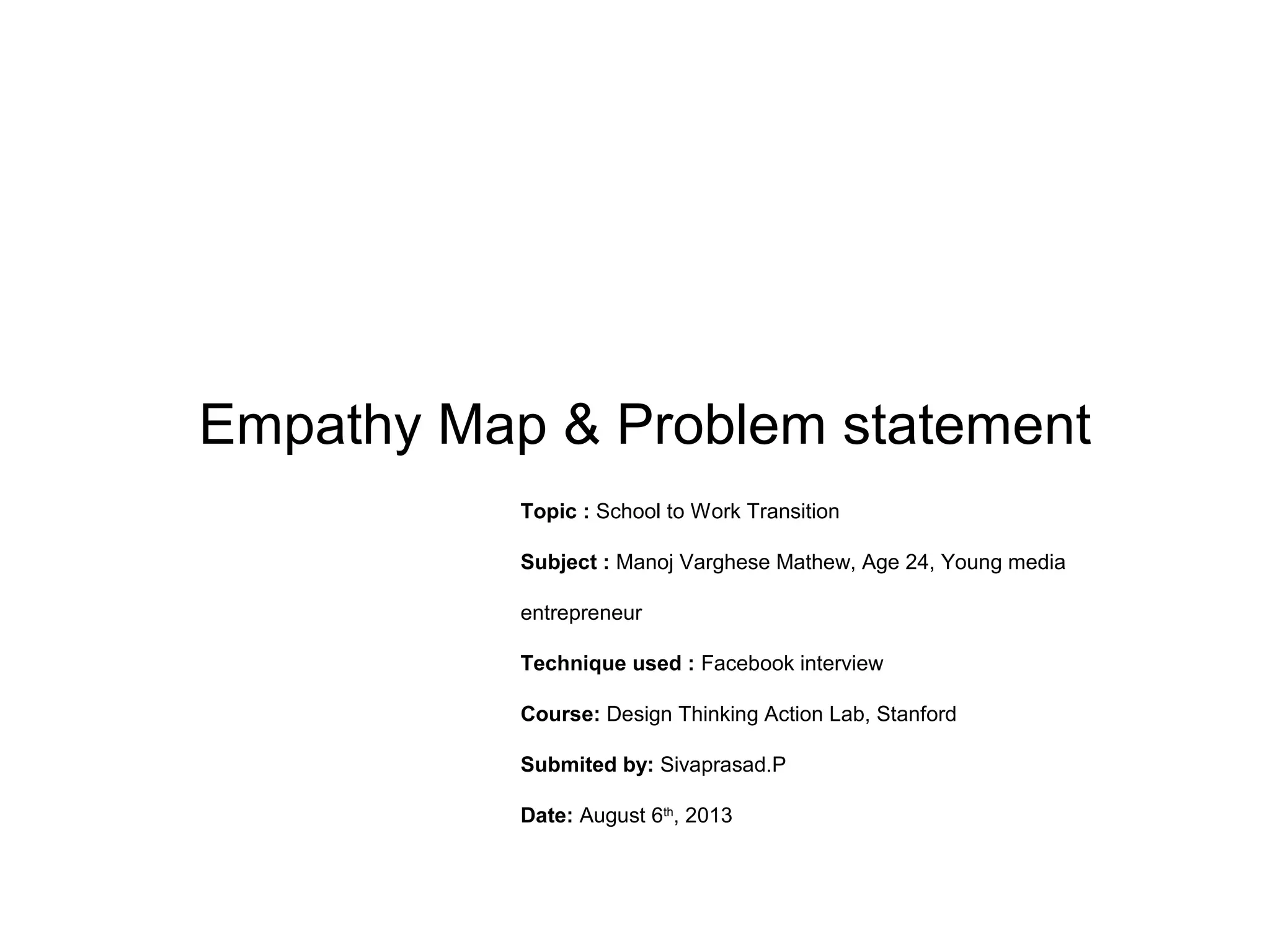 Empathy map & problemstatement - Design Thinking Action Lab | PPT