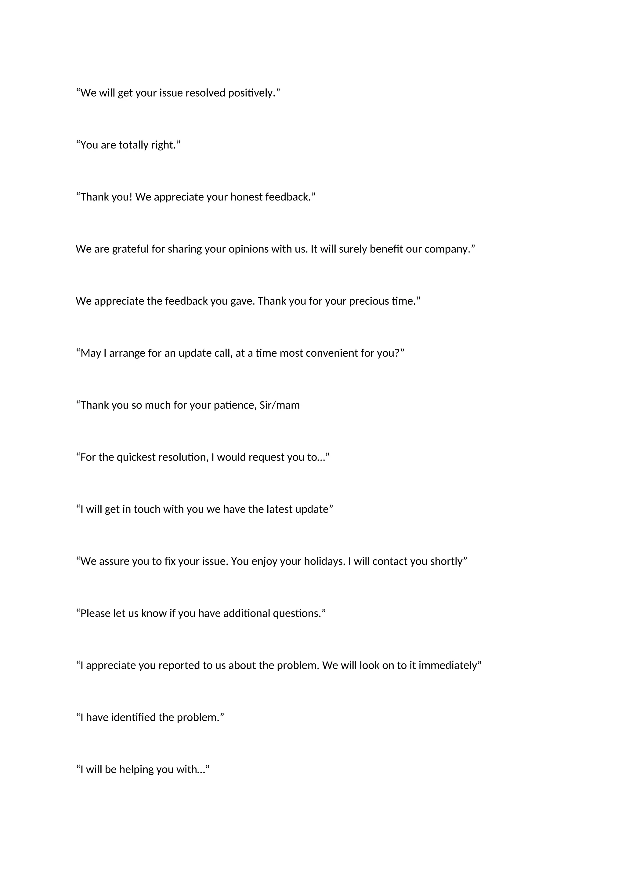Empathy statements useful in service delivery domains | DOCX