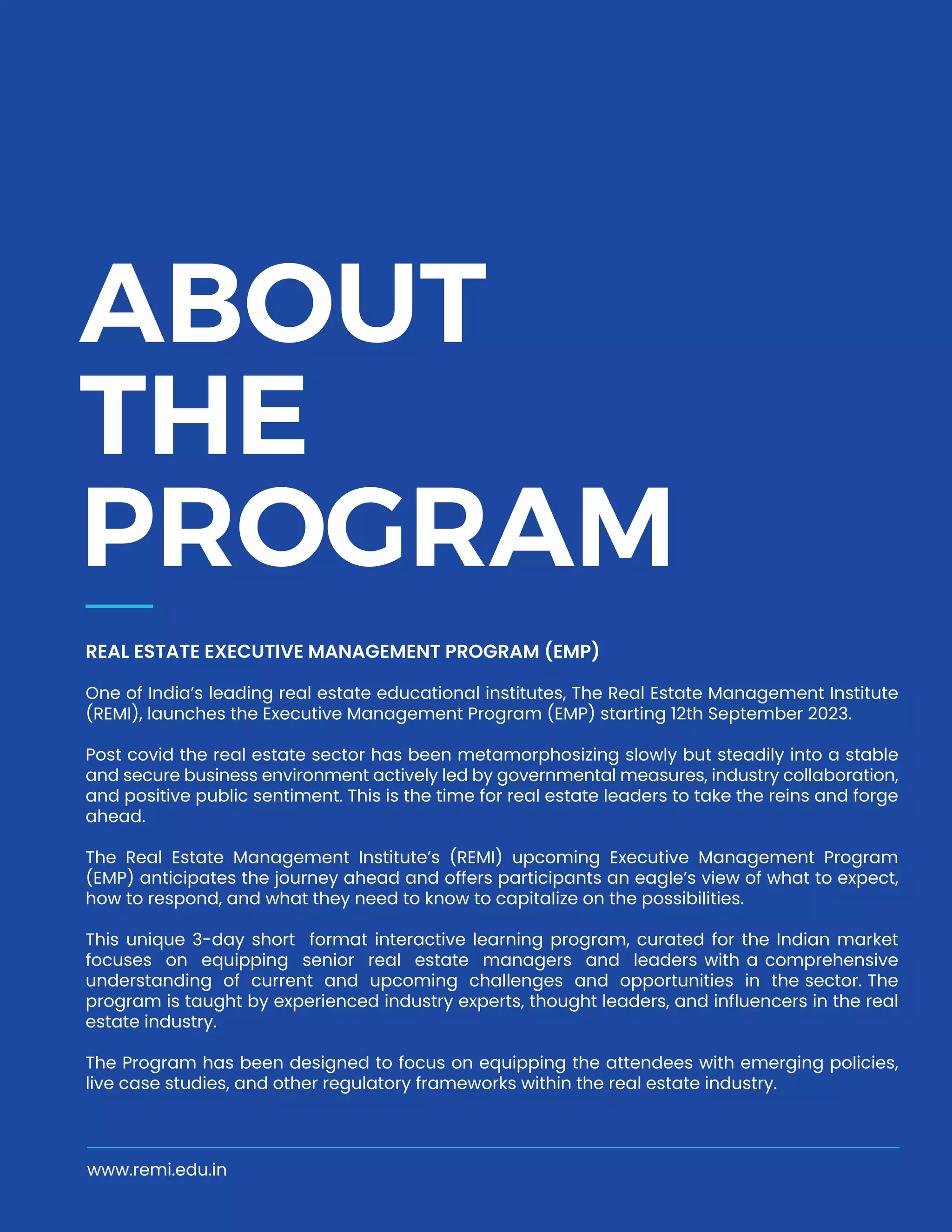 Real Estate Executive Management Program | PDF | Real Estate Industry | Industries