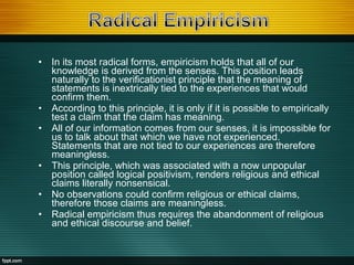 Empericism vs. Idealism & Positivism | PPT