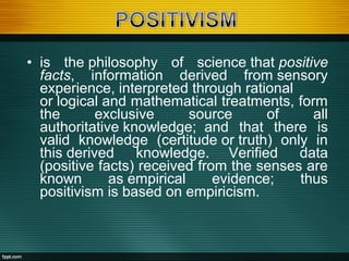 Empericism vs. Idealism & Positivism | PPT