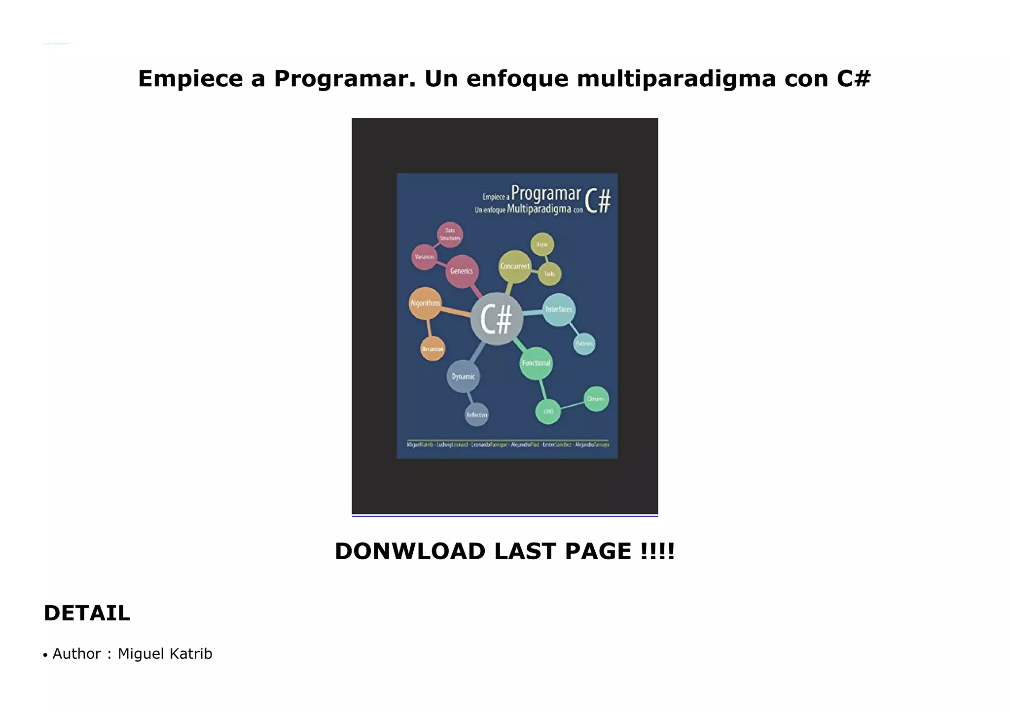 Empiece a Programar. Un enfoque multiparadigma con C# | PDF