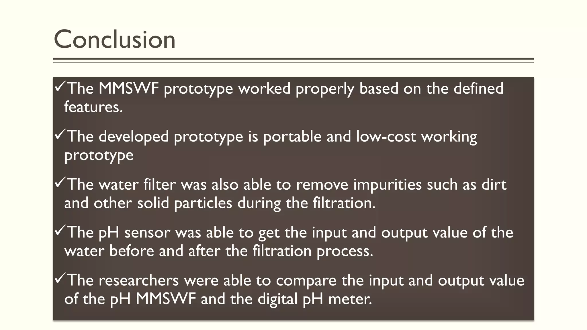 Microcontroller-based Monitoring System for Water filtration | PPT