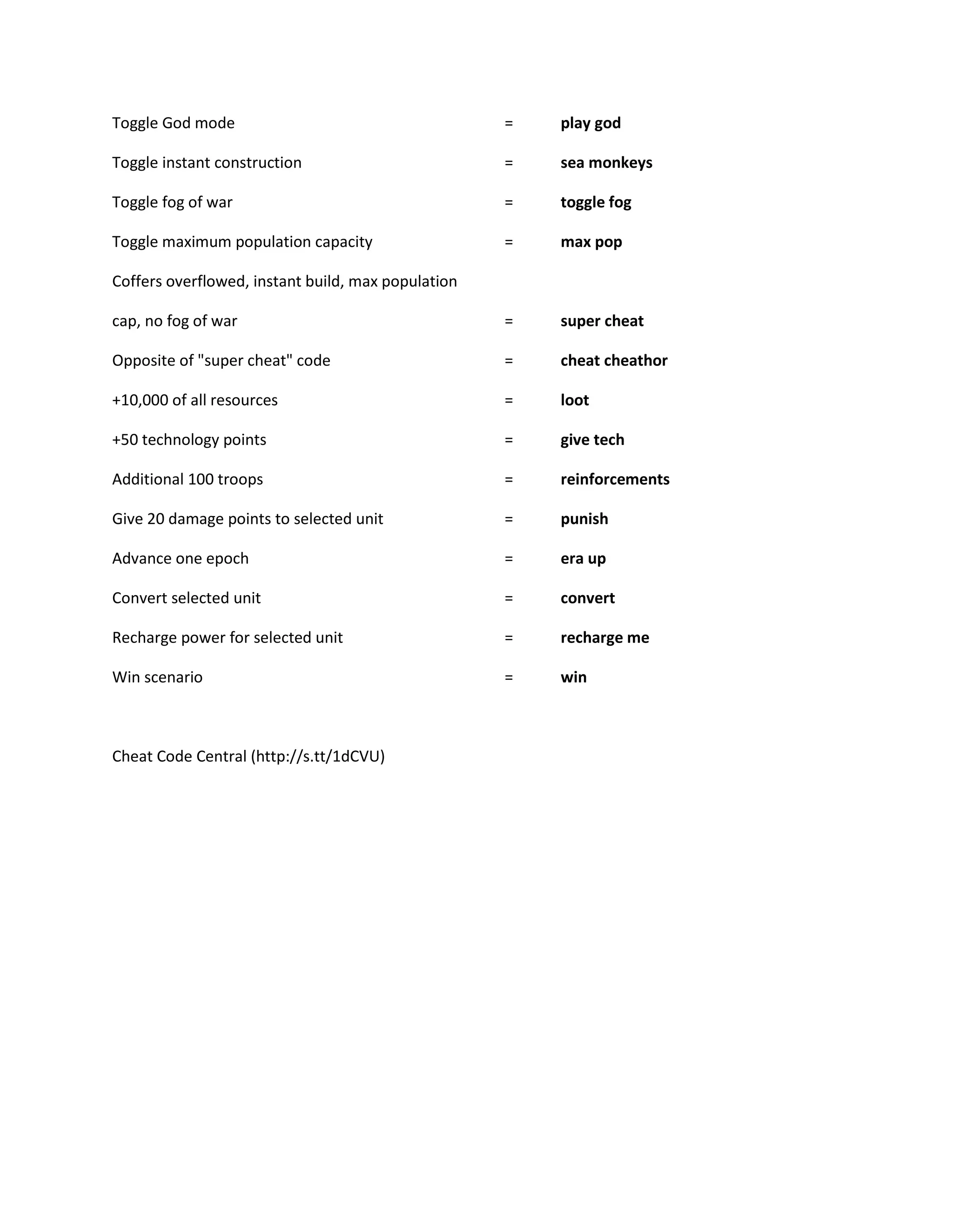 Empire earth 3 cheat | DOCX