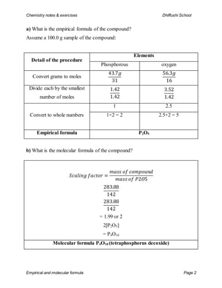 Empirical and molecula formula | DOCX